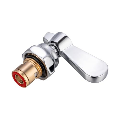 Sepaitek Red Hot Faucet Handle Repalcement Valve Stem Repalcement Assembly, Faucet Parts for Commercial Kitchen Faucet, Brass Constructed with Ceramic Disc