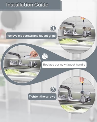 Phivan Commercial Faucet Parts Kitchen Faucet Handle Replacement Kit - 2 Pack Lever Handles 0.43" Round Stem Hole Fits Most 3/8" Shaft, Ideal for Kitchen, Laundry, Restaurant, and Industrial Use