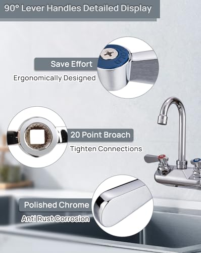 Phivan Commercial Faucet Parts Kitchen Faucet Handle Replacement Kit - 2 Pack Lever Handles 0.43" Round Stem Hole Fits Most 3/8" Shaft, Ideal for Kitchen, Laundry, Restaurant, and Industrial Use