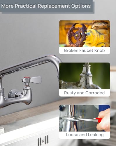 Phivan Commercial Faucet Parts Kitchen Faucet Handle Replacement Kit - 2 Pack Lever Handles 0.43" Round Stem Hole Fits Most 3/8" Shaft, Ideal for Kitchen, Laundry, Restaurant, and Industrial Use