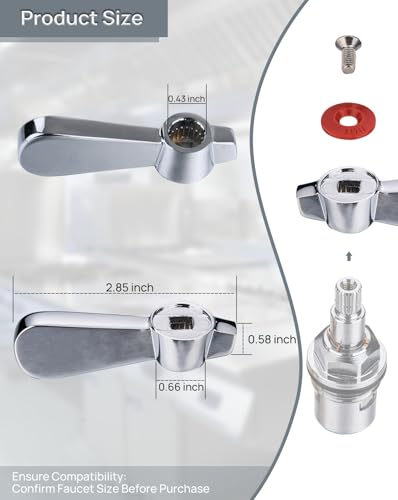 Phivan Commercial Faucet Parts Kitchen Faucet Handle Replacement Kit - 2 Pack Lever Handles 0.43" Round Stem Hole Fits Most 3/8" Shaft, Ideal for Kitchen, Laundry, Restaurant, and Industrial Use