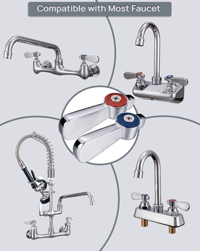 Phivan Commercial Faucet Parts Kitchen Faucet Handle Replacement Kit - 2 Pack Lever Handles 0.43" Round Stem Hole Fits Most 3/8" Shaft, Ideal for Kitchen, Laundry, Restaurant, and Industrial Use