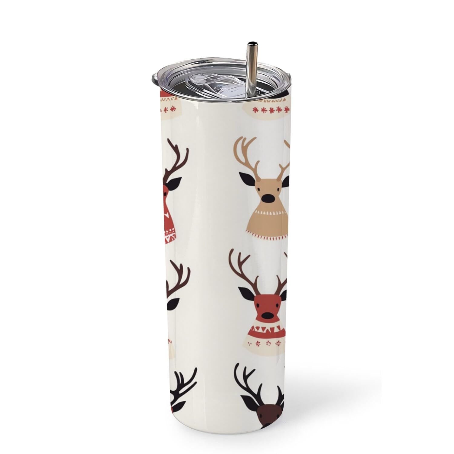 Medpol Christmas Deer insulated tumblers，Christmas Deer coffee cup Gift，Christmas Deer Drinking Glasses-Tea Cup-Coffee Mug tumbler with lid and straw 20 oz insulated tumbler cups