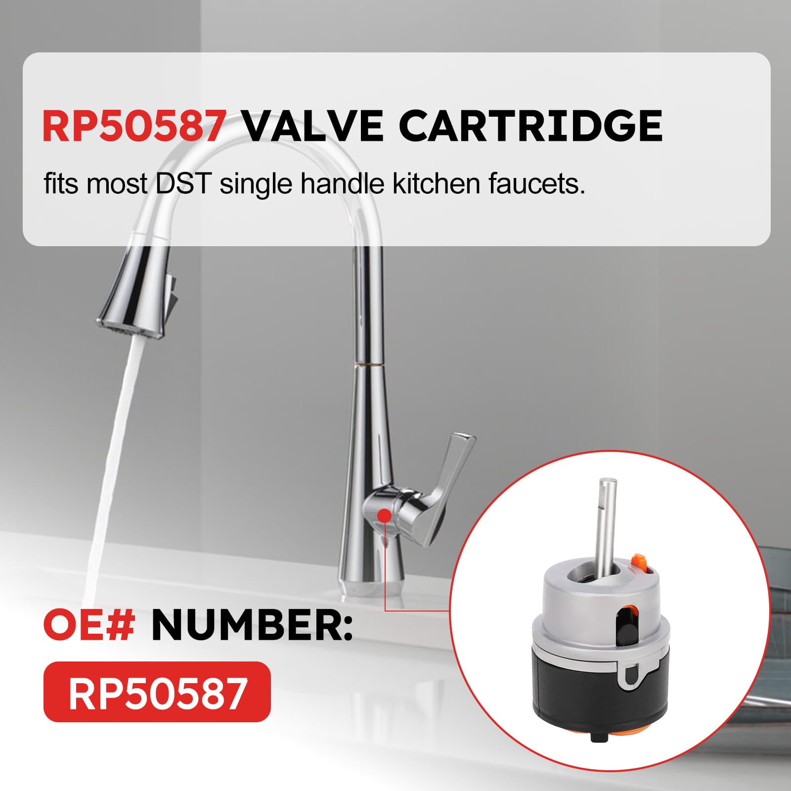RP50587 Single Handle Cartridge Valve For Delta DST Single Handle Kitchen and Lavatory Faucets, Repair Parts Universal Faucet Diamond Seal Technology Models with Allen Wrench (RP50587)