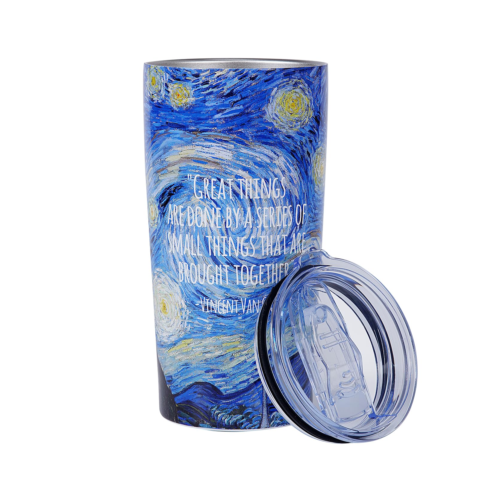 1st Heaven Coffee Tumbler, Van Gogh Art Tumbler, Spill-proof Insulated Coffee Mug with Lid, Inspirational Art Lover Gift for Outdoor, Office & Travel, 20oz (Starry Night)