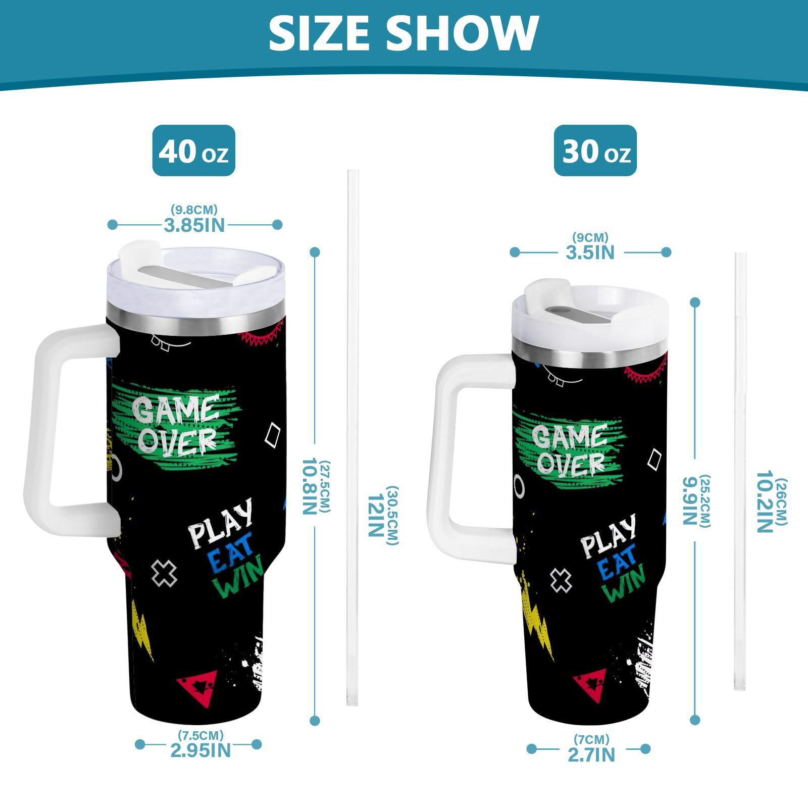 RPLIFE Abstract Gamepads Pattern Tumbler, Stainless Steel Coffee Mug, Insulated Tumbler, Tumblers for Women