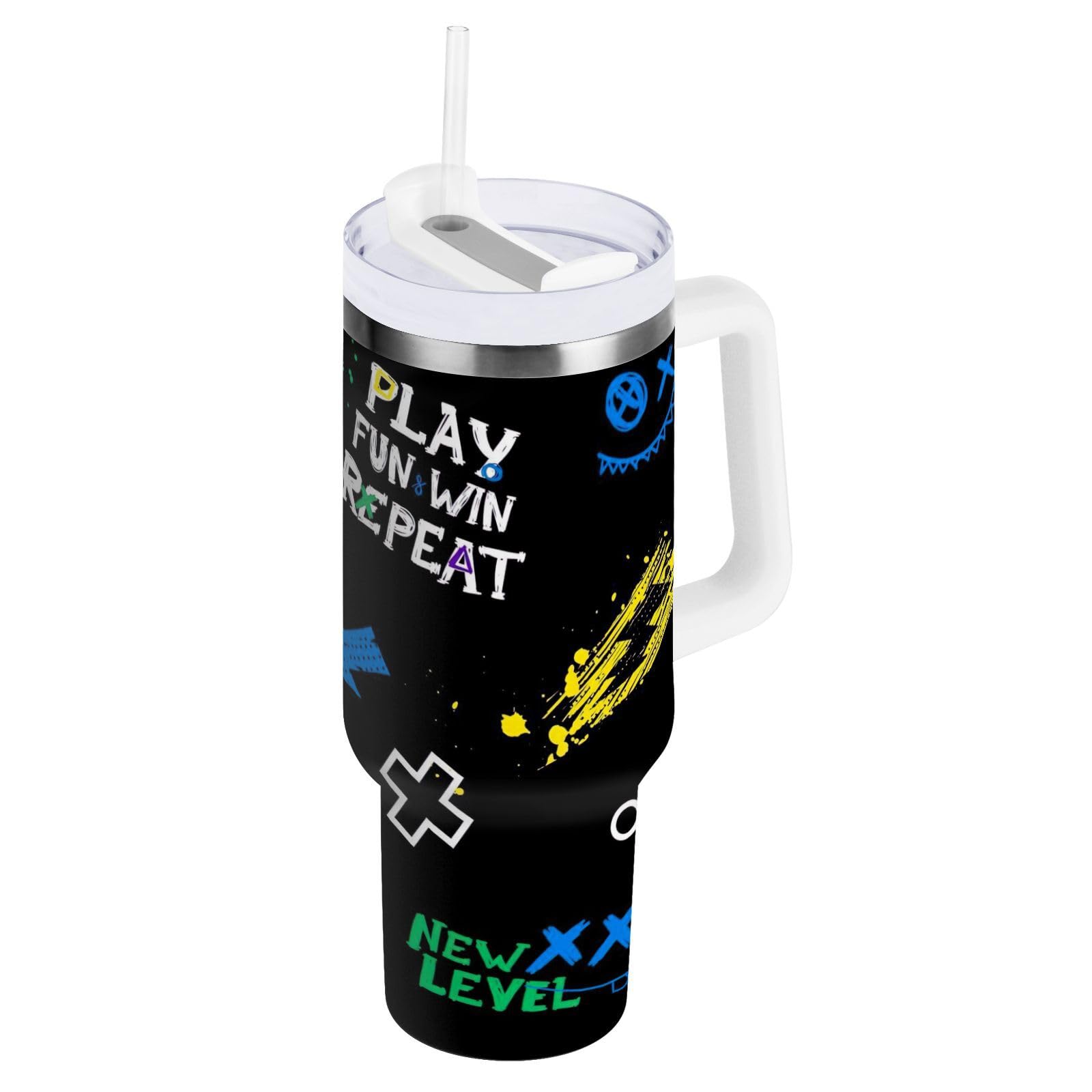 RPLIFE Abstract Gamepads Pattern Tumbler, Stainless Steel Coffee Mug, Insulated Tumbler, Tumblers for Women