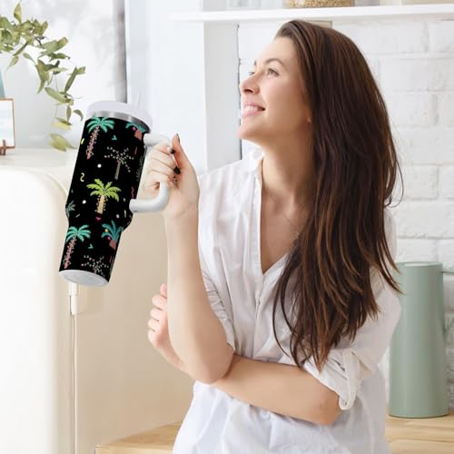 RPLIFE Christmas Palm Trees Tumbler Cup, Stainless Steel Cup, Tumbler with Straw