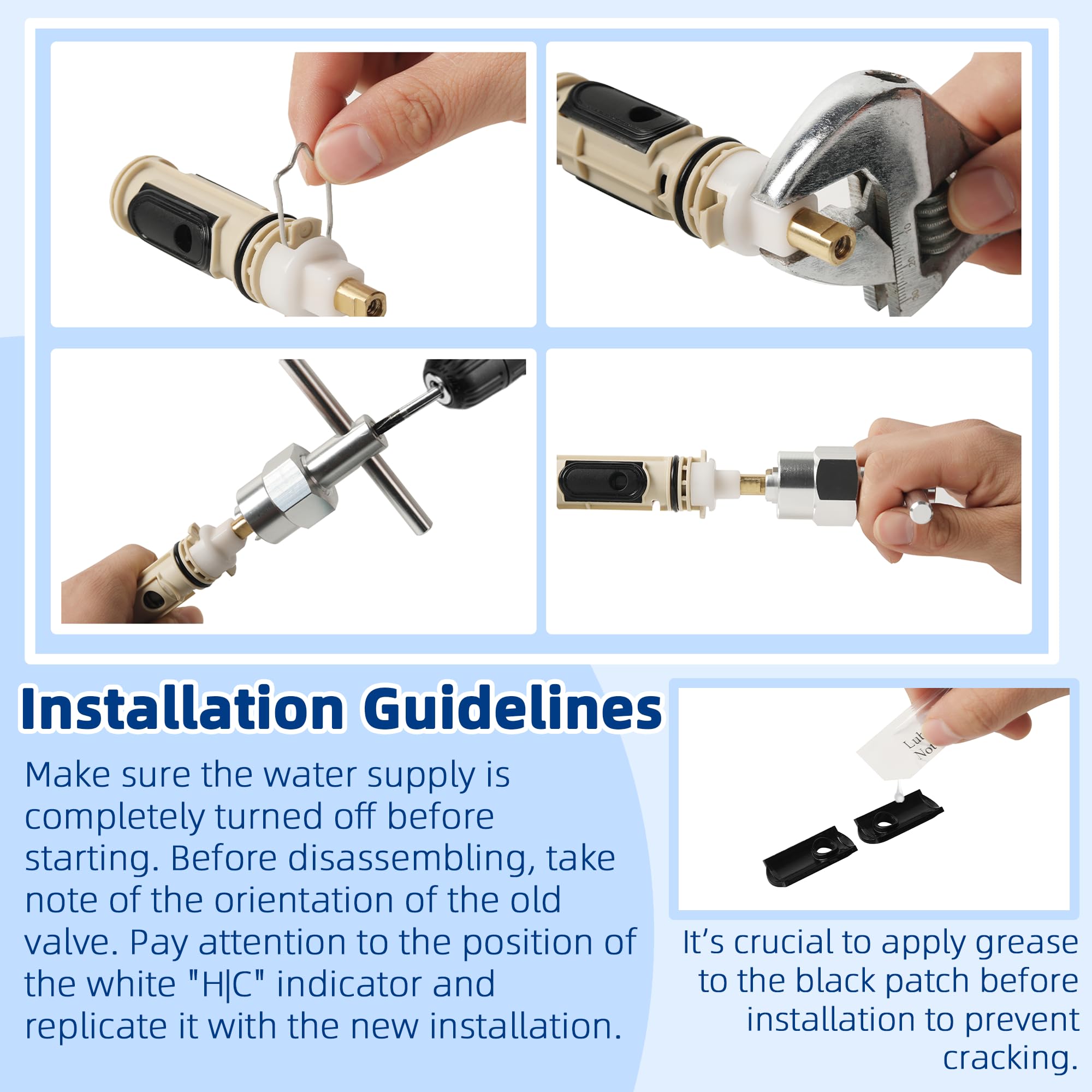 Calvana Bathroom Shower Valve Kit, Cartridge Removal Tool, Compatible with Moen 1222 One-Handle Posi Temp Faucets, Durable Brass & Plastic, Included Cartridge Puller Tool, Retainer Clip, Silicone Oil