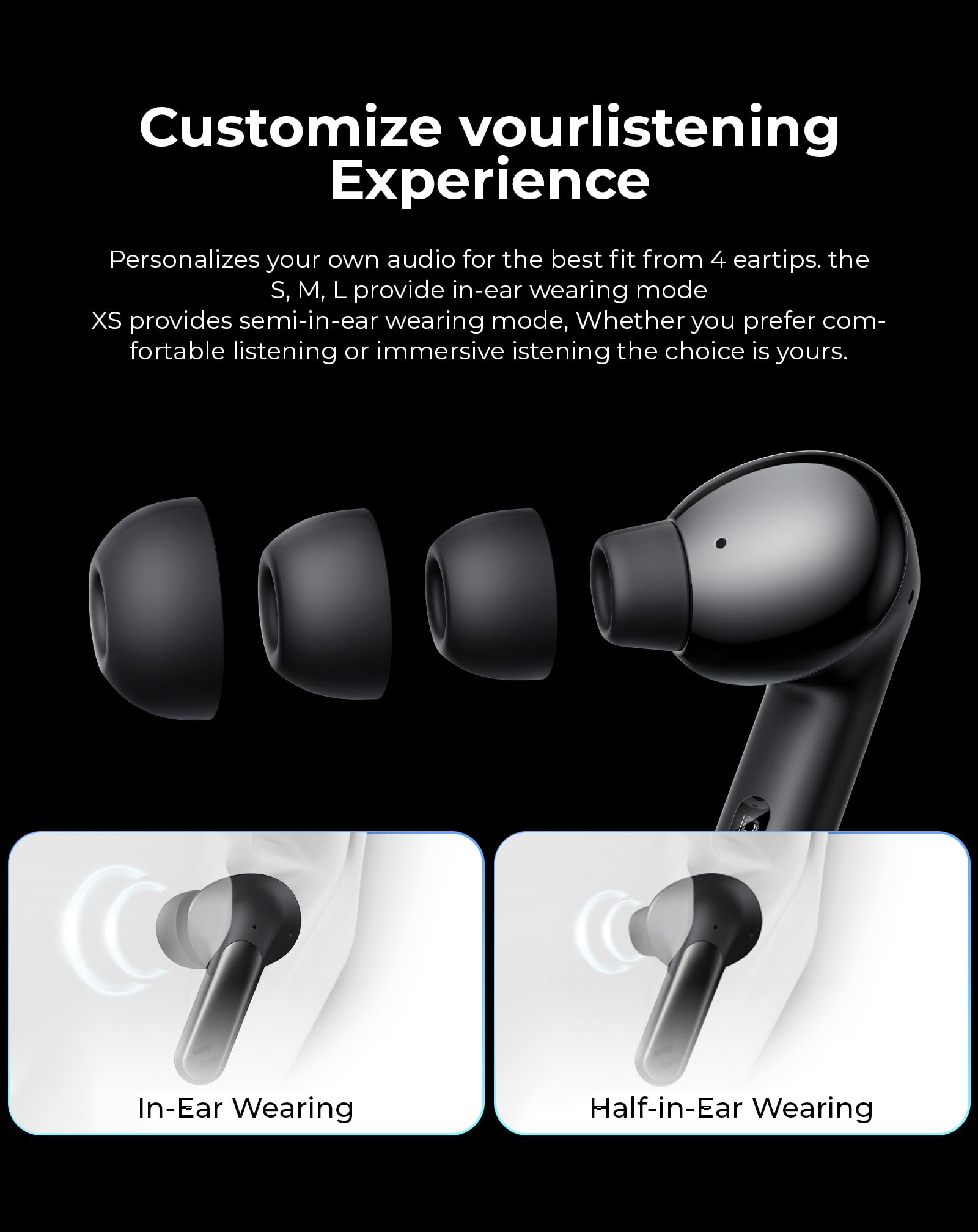 havit Wireless Earbuds Noise Cancelling, Bluetooth 5.4 Headphones with 4 ENC Noise Cancelling Mic, 40H Playtime, in-Ear Bluetooth Ear Buds 7 Preset EQs via App LED Display