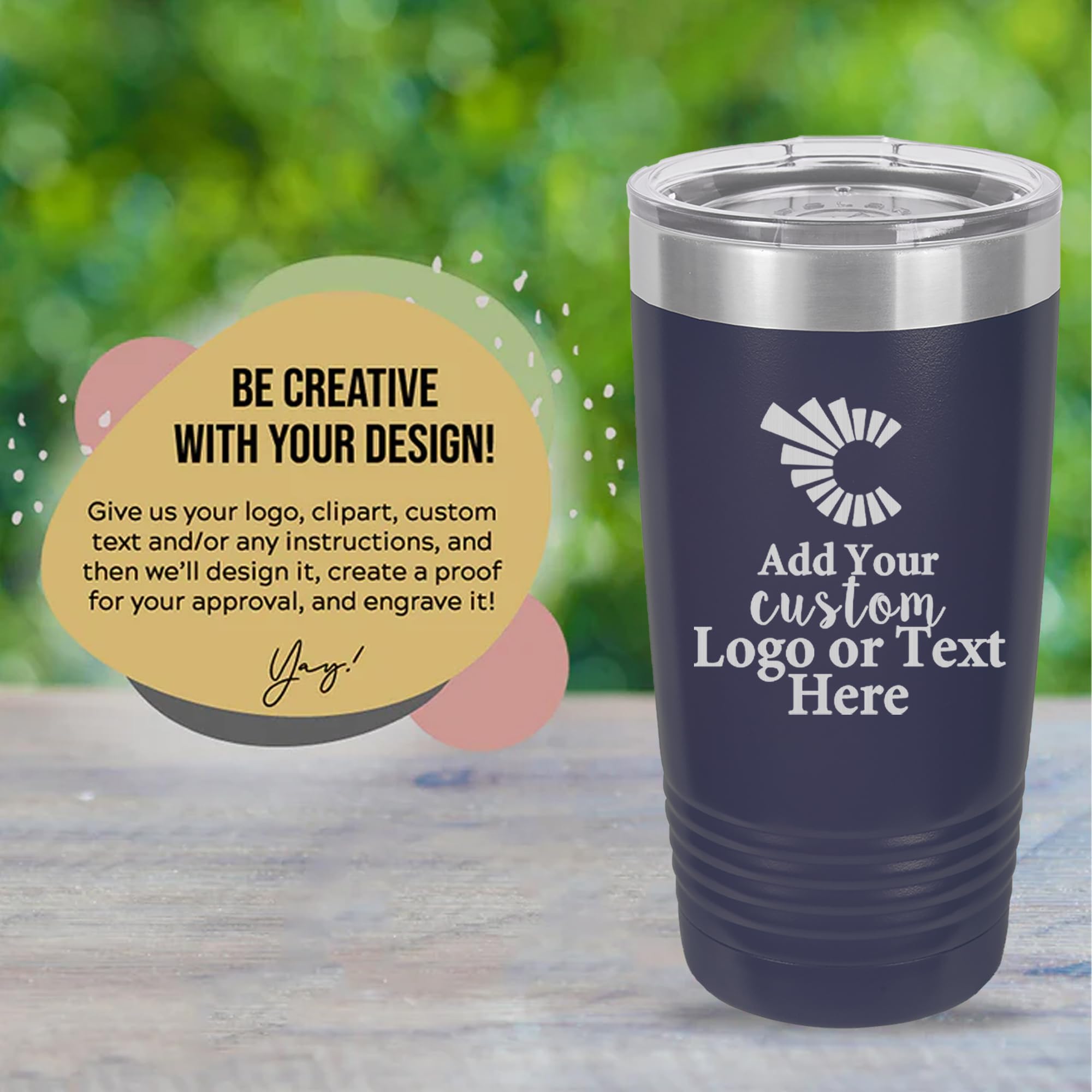 Personalized Tumbler with Your Text or Logo, Custom Stainless Steel Travel Mugs, Engraved Coffee Mugs with Lid, Double Wall Insulated, Personalized Bulk Pack, Christmas Birthday Gifts (20oz, 12 count)