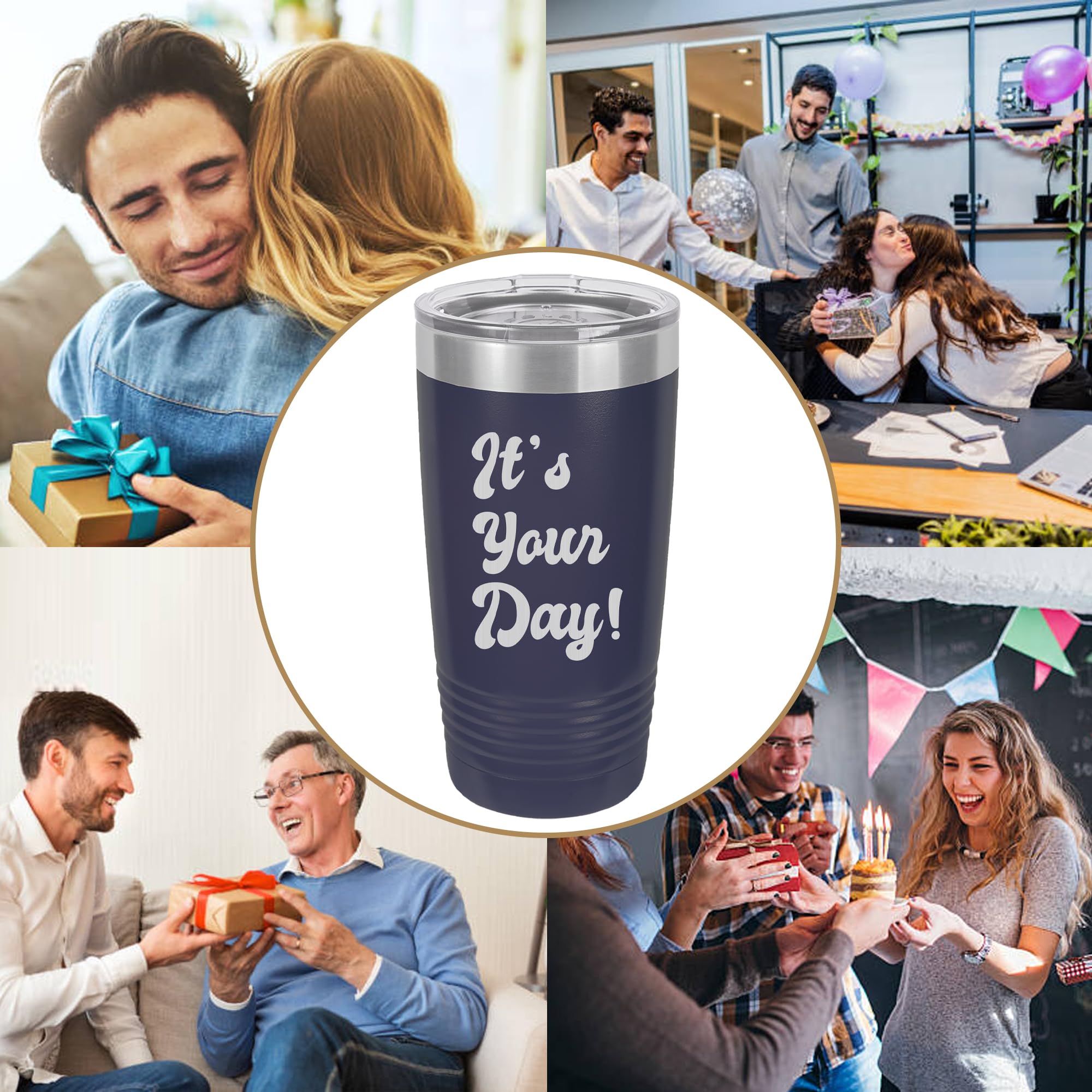 Personalized Tumbler with Your Text or Logo, Custom Stainless Steel Travel Mugs, Engraved Coffee Mugs with Lid, Double Wall Insulated, Personalized Bulk Pack, Christmas Birthday Gifts (20oz, 12 count)