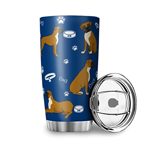 WmhrYpzhL Boxer Travel Mug Dog Pattern Coffee Mug Stainless Steel Insulated Tumbler For Ice Drinks&Hot Beverage Gifts Boxer