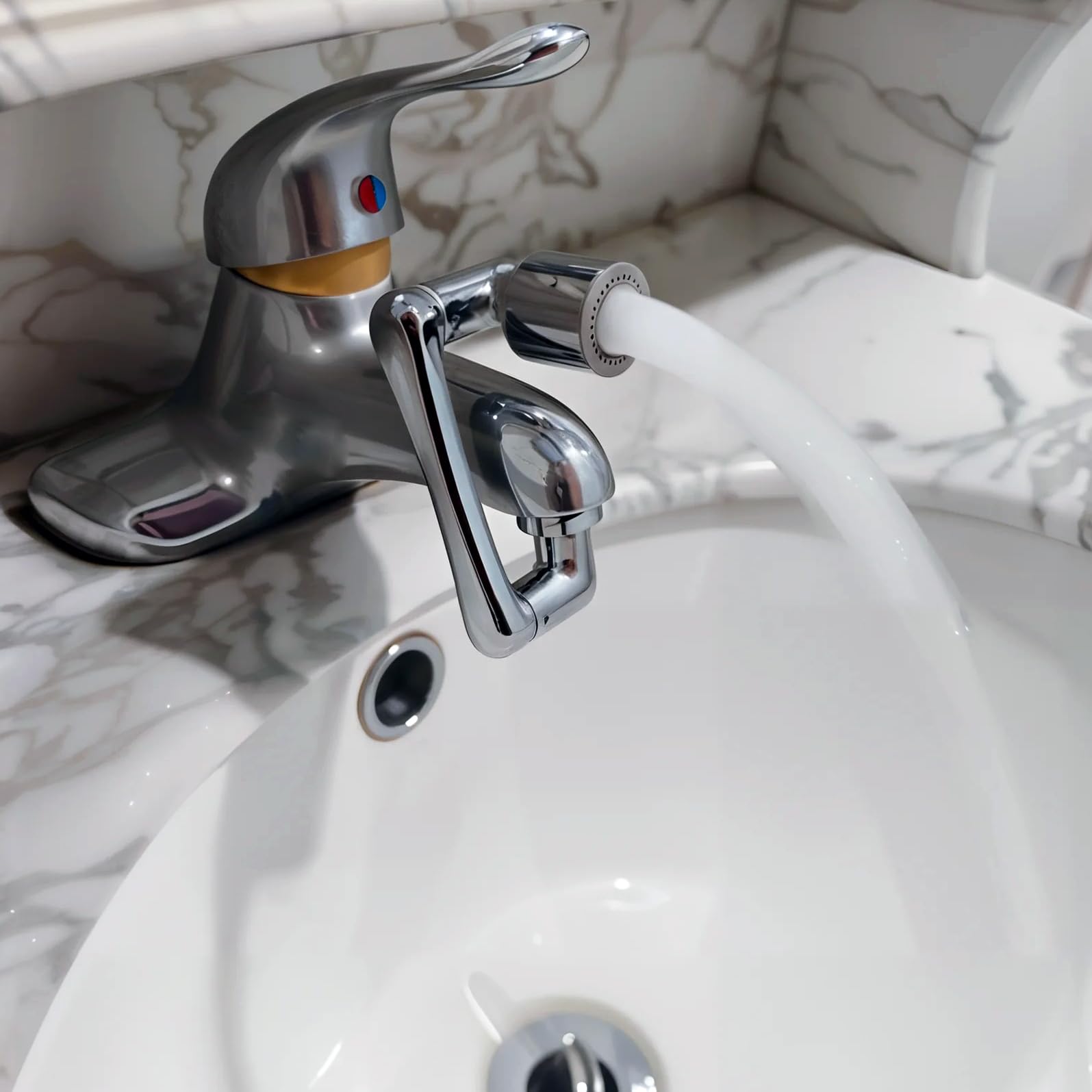 Swivel Sink Faucet Extender - for Bathroom Sink, Kitchen Sink, Toddlers, Kids, Made of Solid Copper, 2 Mode Water Outlets - Easily Extend The Reach of Your Faucet