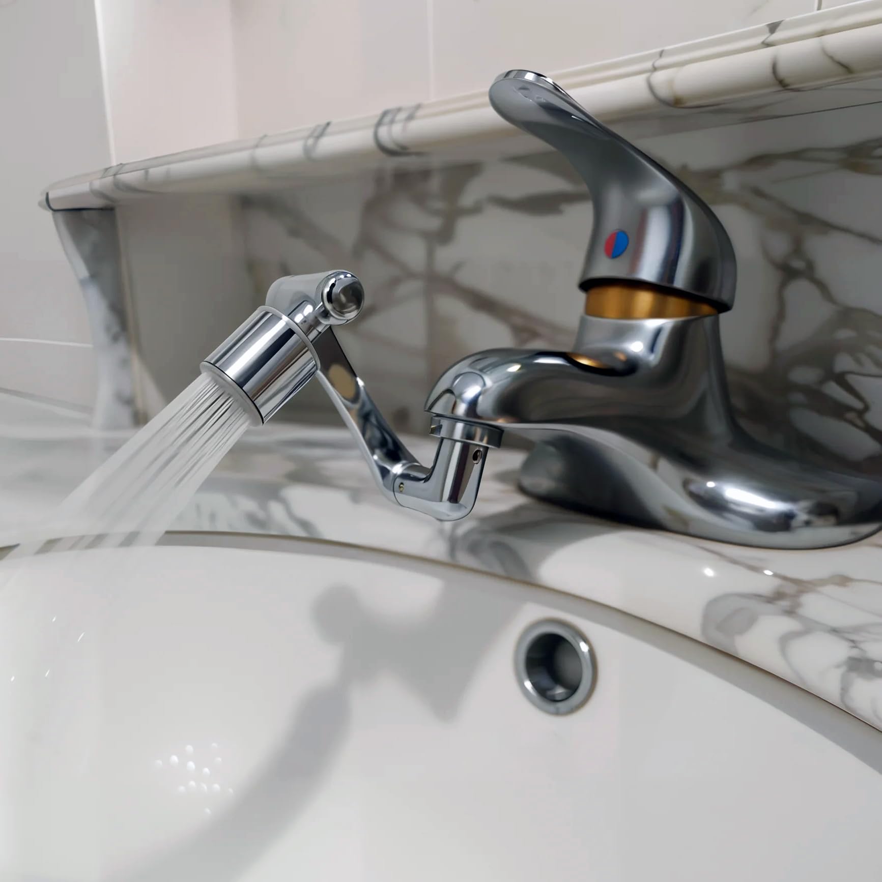 Swivel Sink Faucet Extender - for Bathroom Sink, Kitchen Sink, Toddlers, Kids, Made of Solid Copper, 2 Mode Water Outlets - Easily Extend The Reach of Your Faucet