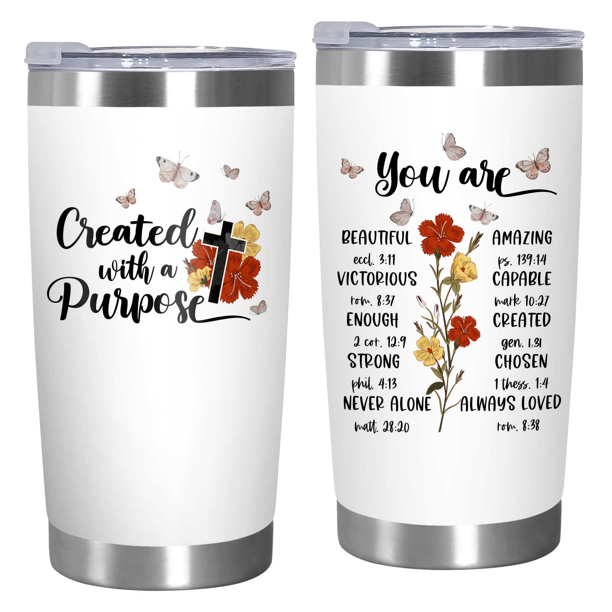 TEEZWONDER Christian Gifts for Women Faith - You Are Stainless Steel Insulated Coffee Tumbler With Lid 20 Oz - Mothers Day Birthday Inspirational Gifts for Women Mom Friends