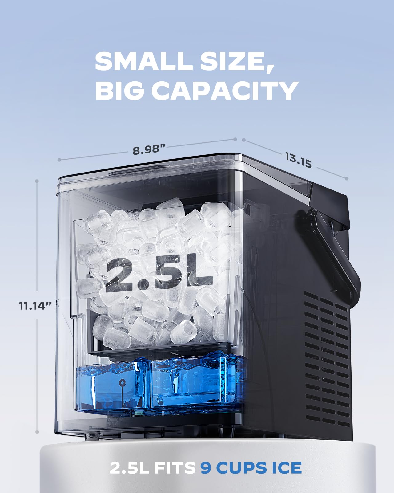 HOMEZAY Countertop Ice Maker, Compact Ice Maker with Larger 2.5L Expanding Ice Basket & 1.8L Water Tank, Smart Touch Control, 9 ICES in 6 Mins, 26 lbs per Day, Self-Cleaning, for Home/Party/Office/RV