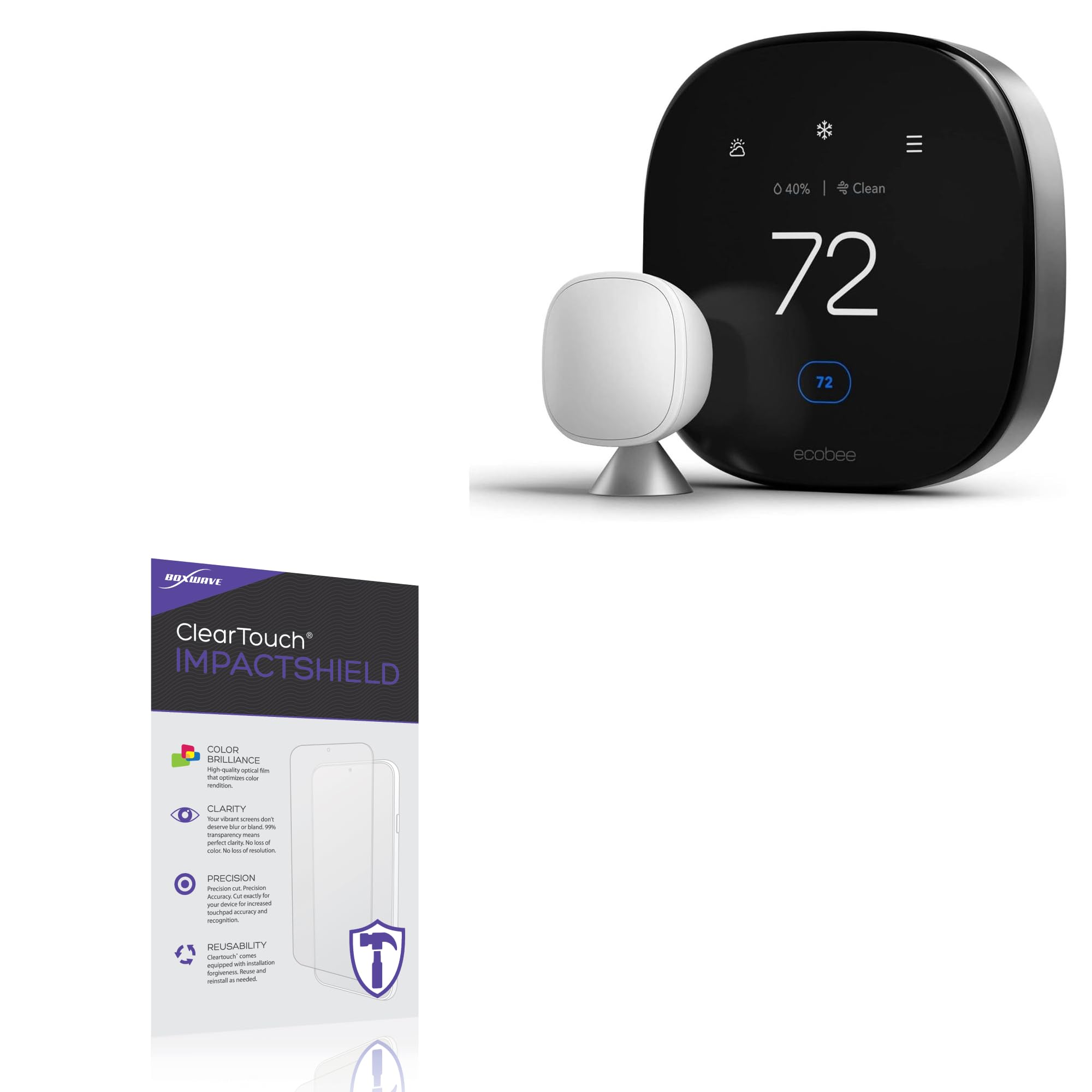 BoxWave Screen Protector Compatible with Ecobee New Smart Thermostat Premium - ClearTouch ImpactShield (2-Pack), Impenetrable Screen Protector Flexible Film