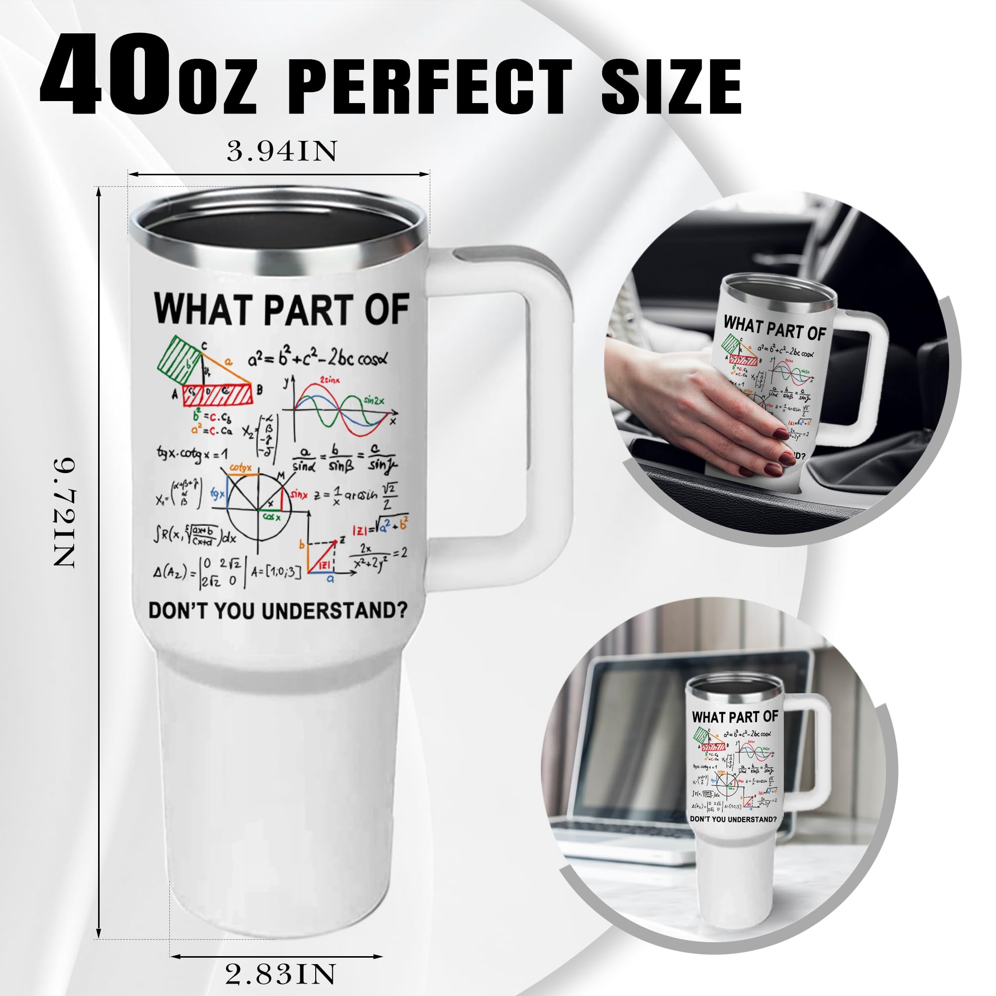 NIAXAUYT What Part Of Don't You Understand - Funny Sarcastic Math Teacher Engineering Student Tumbler Cup - Math Gifts for Engineering Teachers - Engineer Gifts for Math Teacher's Day Christmas