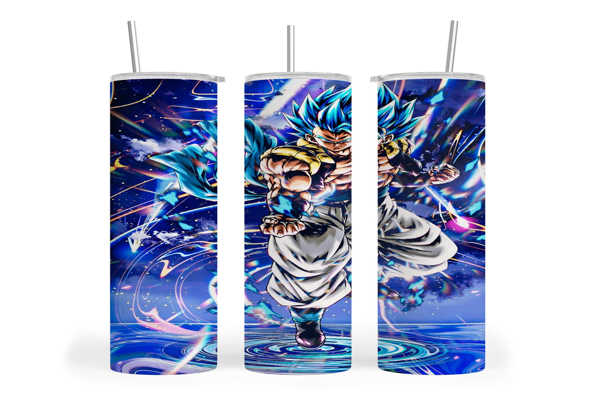 Dragon Tumbler, 20oz Stainless Steel Tumbler with Lid and Straw, Double Wall, Leak Proof, Colorful Funny Anime Prints, Beautiful Birthday Gift for Men or Women. (Blue)