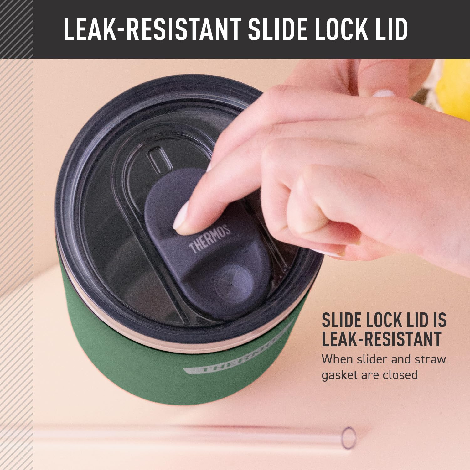THERMOS Stainless Steel Cup Holder Mug - 40 Ounce, Alpine Green - Insulated Tumbler with Lid and Straw, Plus Leak-Resistant Slide Lock