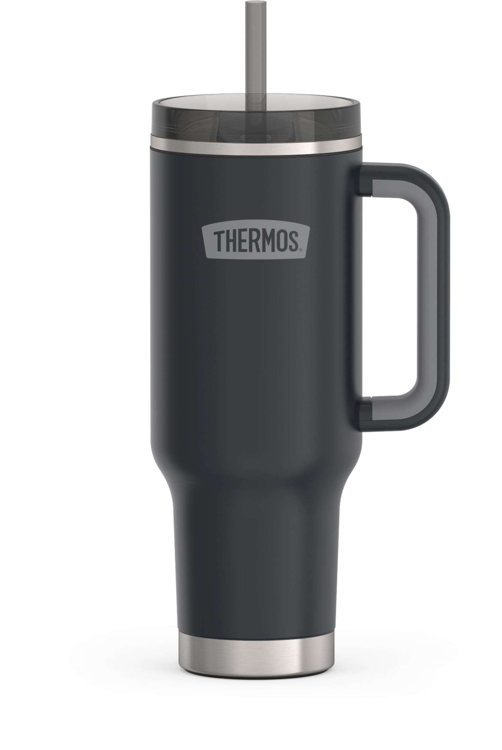 THERMOS Stainless Steel Cup Holder Mug - 40 Ounce, Granite - Insulated Tumbler with Lid and Straw, Plus Leak-Resistant Slide Lock