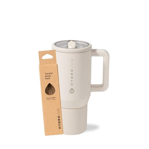 HydroJug Cream 20oz Traveler + Replacement Straws