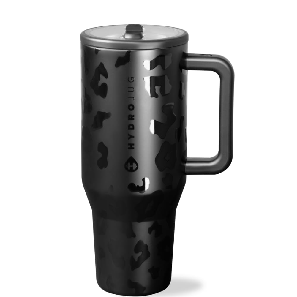 HydroJug Black Leopard 32oz Traveler + Replacement Straws