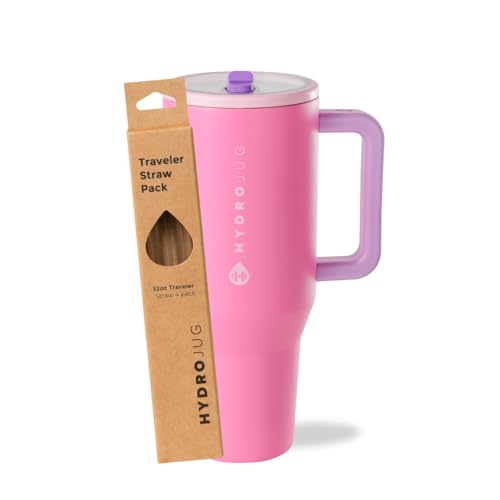 HydroJug Pink Sugar 32oz Traveler + Replacement Straws