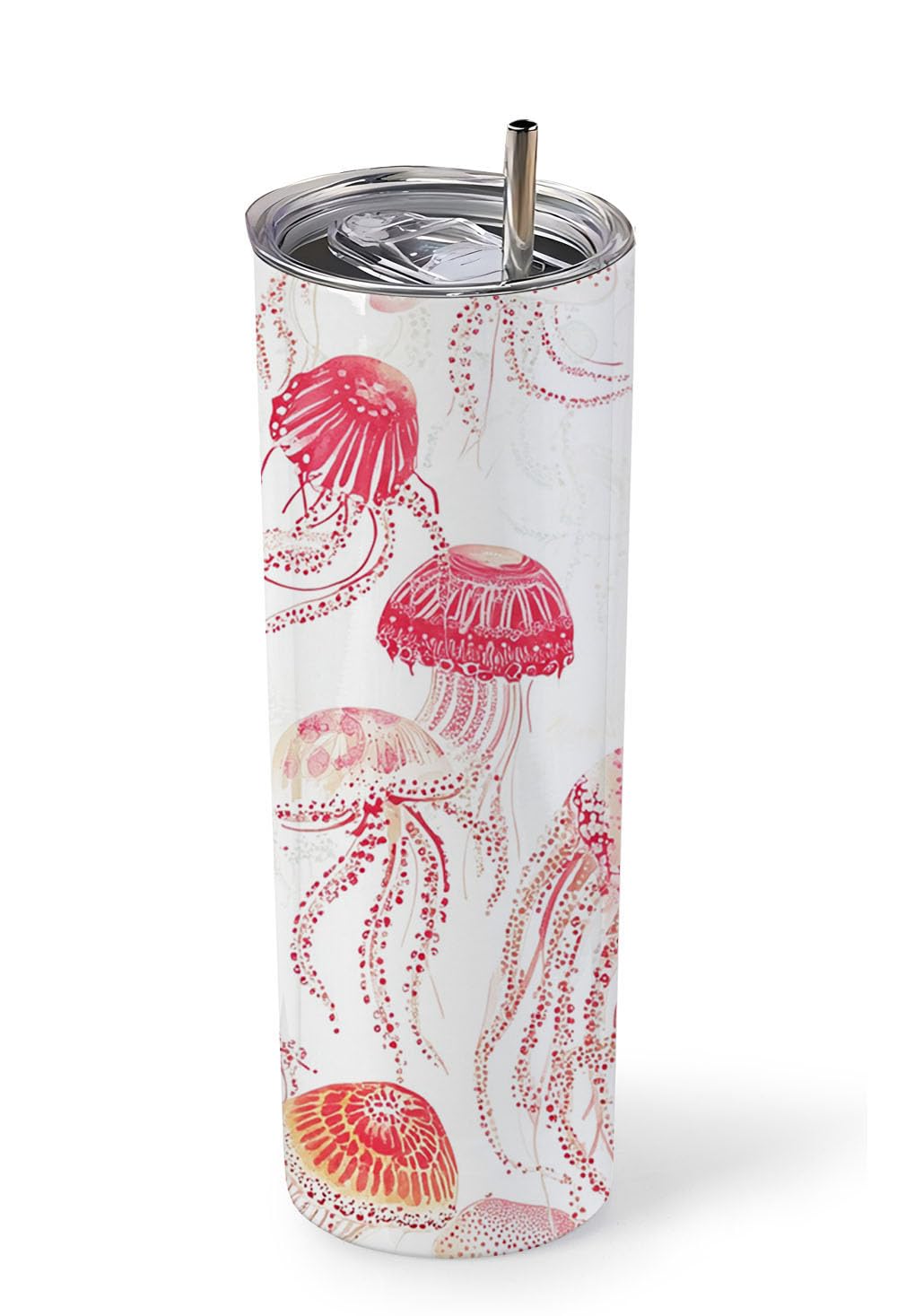 Medpol Minimalism jellyfish print cups tumbler with lid and straw 20 oz insulated tumbler，Colorful jellyfish cute sippy cups stainless insulated travel coffee mugs for women
