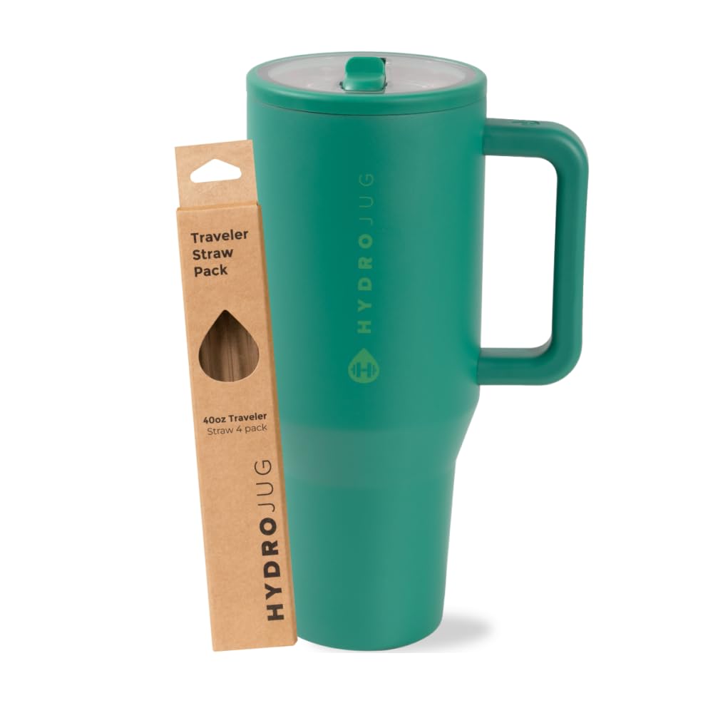 HydroJug Kelly Green 40oz Traveler + Replacement Straws