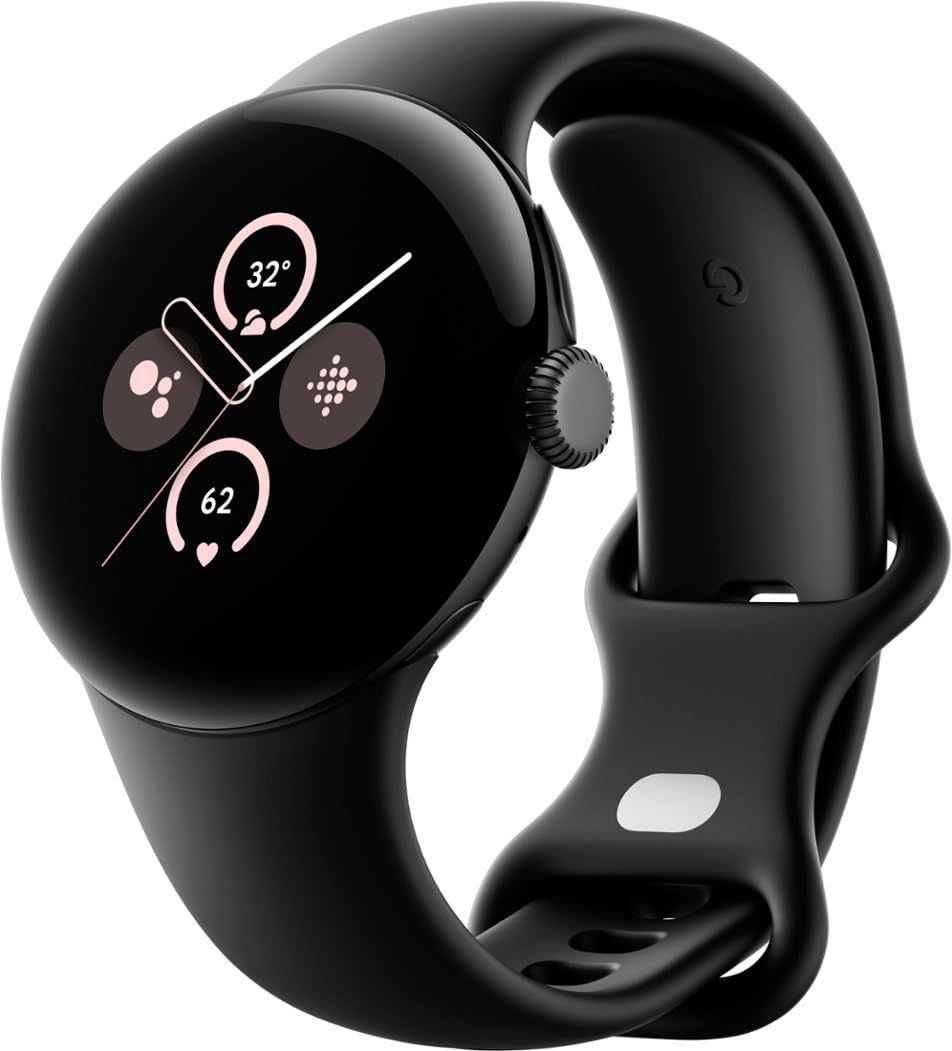 Google Pixel Watch 2 with Fitbit Heart Rate Tracking, Stress Management, Safety Features - Android Smartwatch - Matt Black Aluminum Case - Obsidian Active Band - GPS (Renewed)