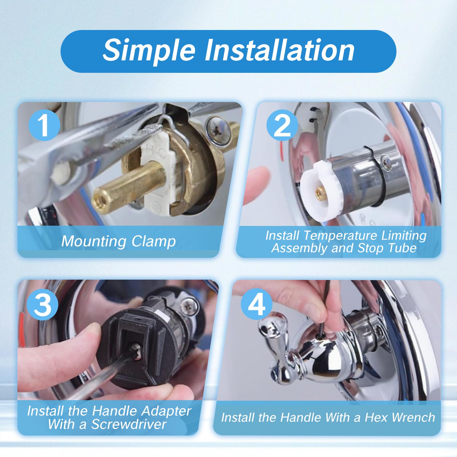 YAFIYGI 7Pcs Shower Handle Adapter Plastic Kit Compatible with Moen Posi-Temp Single Handle Tub Faucet Valve Handle Replacement Kit for 116653 Shower Handle Replacement Adapter Kit