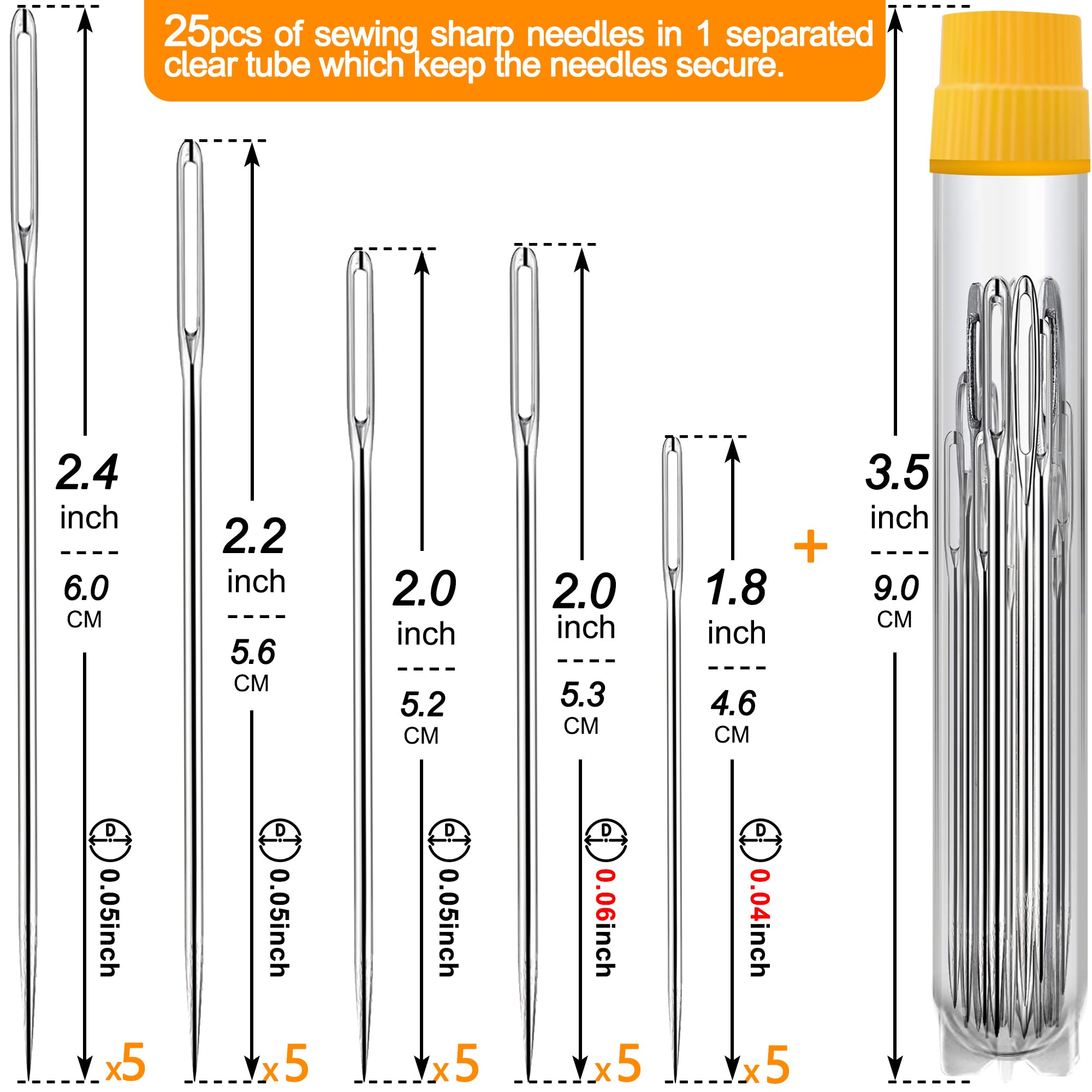 55 PCS Large-Eye Blunt Needles, Large Eye Sewing Needles, 11 Sizes Hand Sewing Needles, Knitting Needles, Yarn Needles, Embroidery Needle, Quilting Needles with 4 Threaders, Weaving Stringing Needles