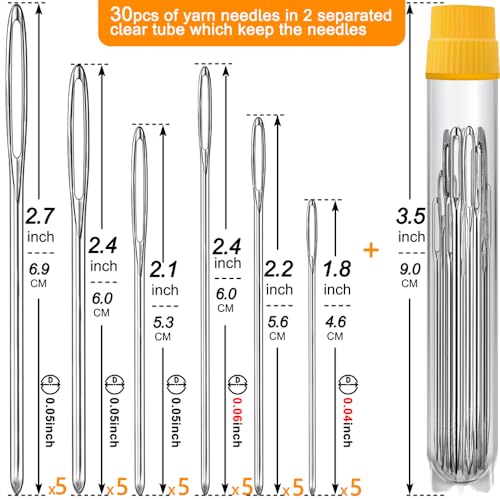 55 PCS Large-Eye Blunt Needles, Large Eye Sewing Needles, 11 Sizes Hand Sewing Needles, Knitting Needles, Yarn Needles, Embroidery Needle, Quilting Needles with 4 Threaders, Weaving Stringing Needles