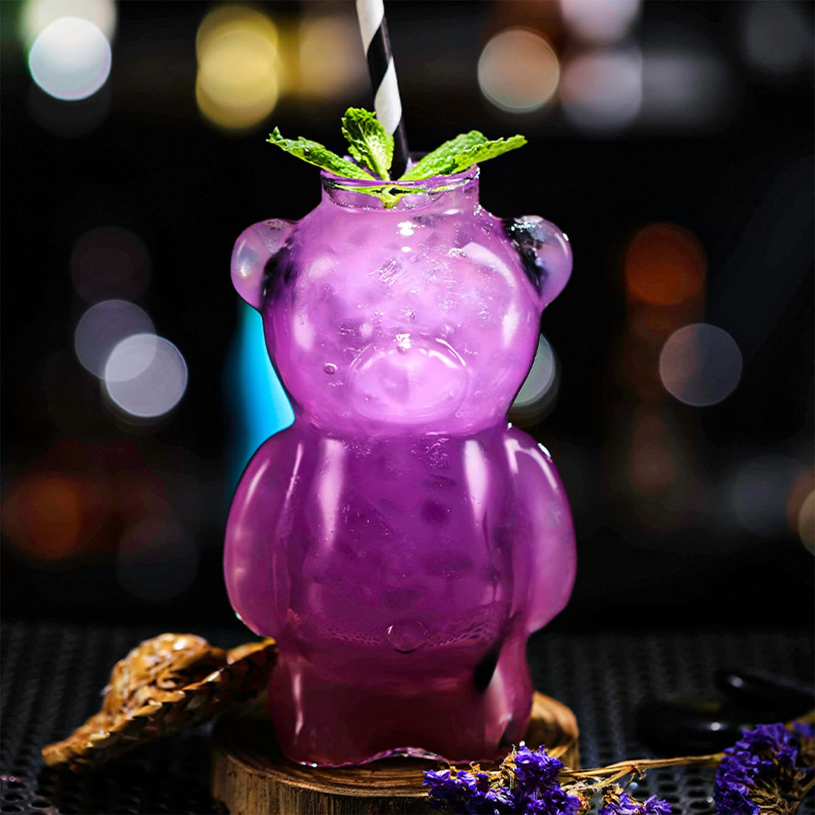 Bear Shaped Glass Cup Cocktail Glass Coffee Mugs Beverage Glasses Goblet Drinkware For Wine Champagne Cocktail