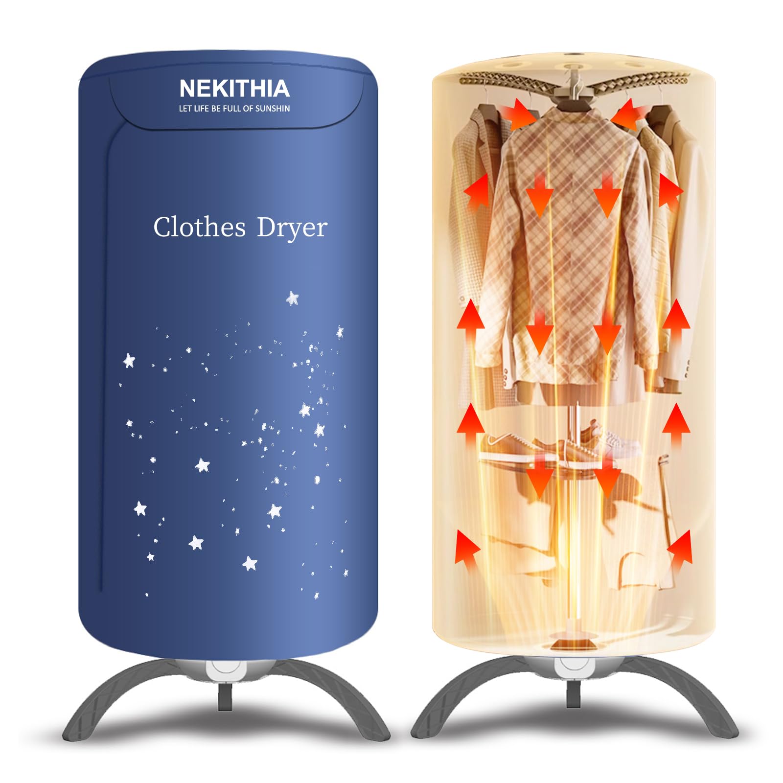 Portable Clothes Dryer Upgraded to Quickly Dry A Large Number of Clothes and Shoes. Travel Mini 900w Dryer Machine, Compact Dryer for Family, Apartment, RV and Travel