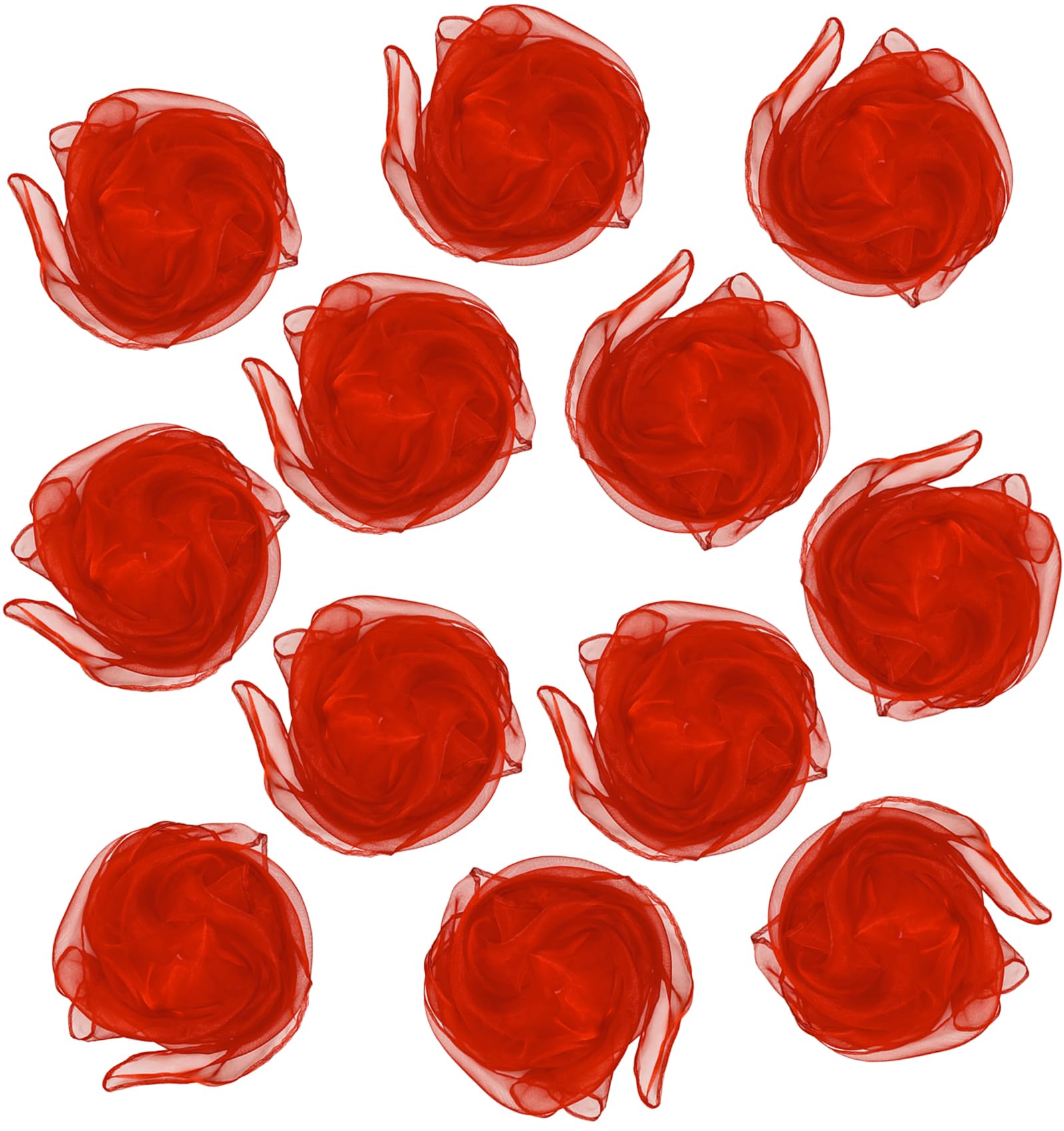 Lolakee Dance Scarves 12 Pcs Juggling Scarves for Kids Play Silk Scarve for Babies Toddlers Children Movement Learning Education Musical Accessories Colorful Scarfs Magic Tricks Performance (Red)