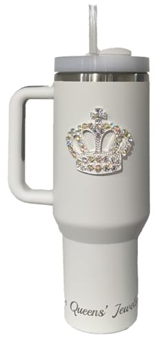 THE QUEENS' JEWELS Crown Jeweled 40 oz. Tumbler - Unique Gift for Women, Birthday, Cute, Fun, Not Painted, Decorated, Bling, Bedazzled, Rhinestone