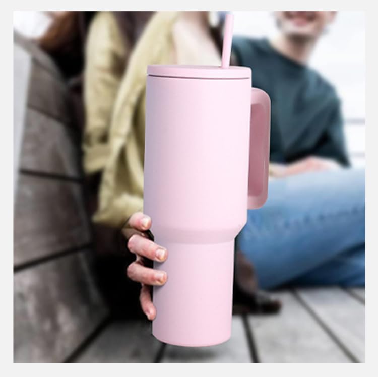 Sanilinwild 40 oz Tumbler with Handle Straw and Accessories, Drop & Abrasion Resistant, Vacuum Double-Layer Insulation, Ideal for Camping, Fitness, Outdoor Use