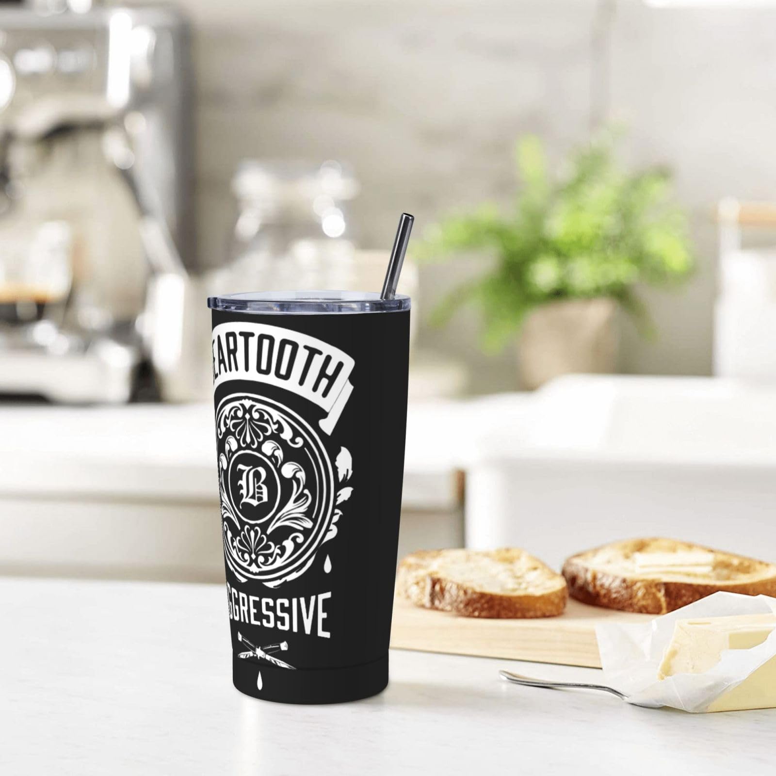 ONIAWO Beartooths Band Stainless Steel Insulated Tumbler 20oz with lid Travel Mug with Straw for Cold Hot