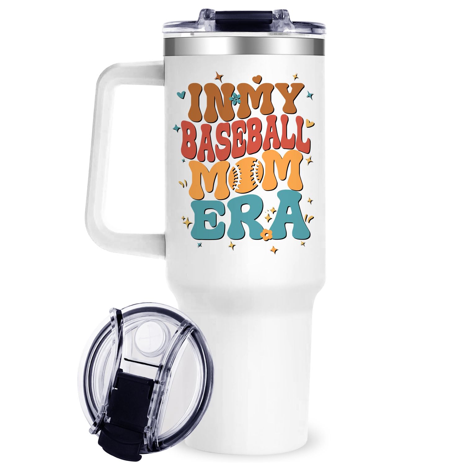 40oz Baseball Mom Tumblers for Women , Baseball Mom Gifts for Mother from Daughter Son, Baseballs Lovers Tumbler with Handle, Baseballs Cup Moms Gift for Women on Valentines Day Birthday Mothers Day