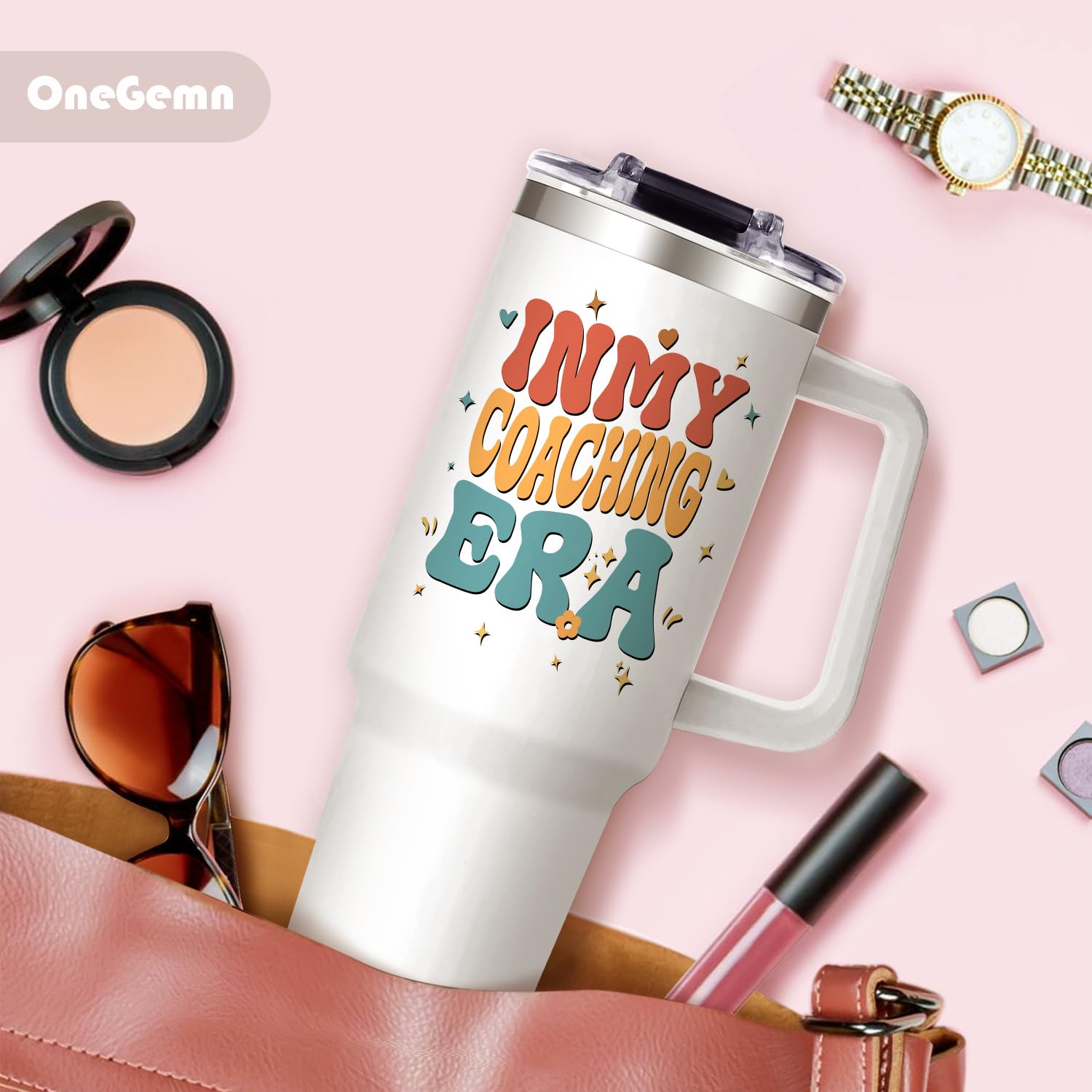 40oz Coach Tumblers for Men Women, Coaching Gifts for Cheer Softball Football Players, Coaching Gifts Tumbler with Handle, Coaches Gift for Men on Years Gift,Valentines Day Birthday Coaches Day