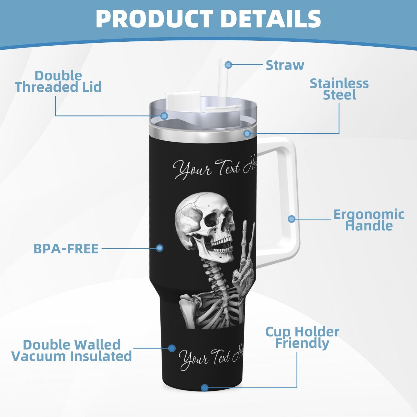 Mount Hour Custom Personalized Photos Stainless Steel Ice Bully Cup with Handle Lid Straw 40 OZ, Design Logo Text Name Travel Coffee Cup, Funny Presents for Birthday