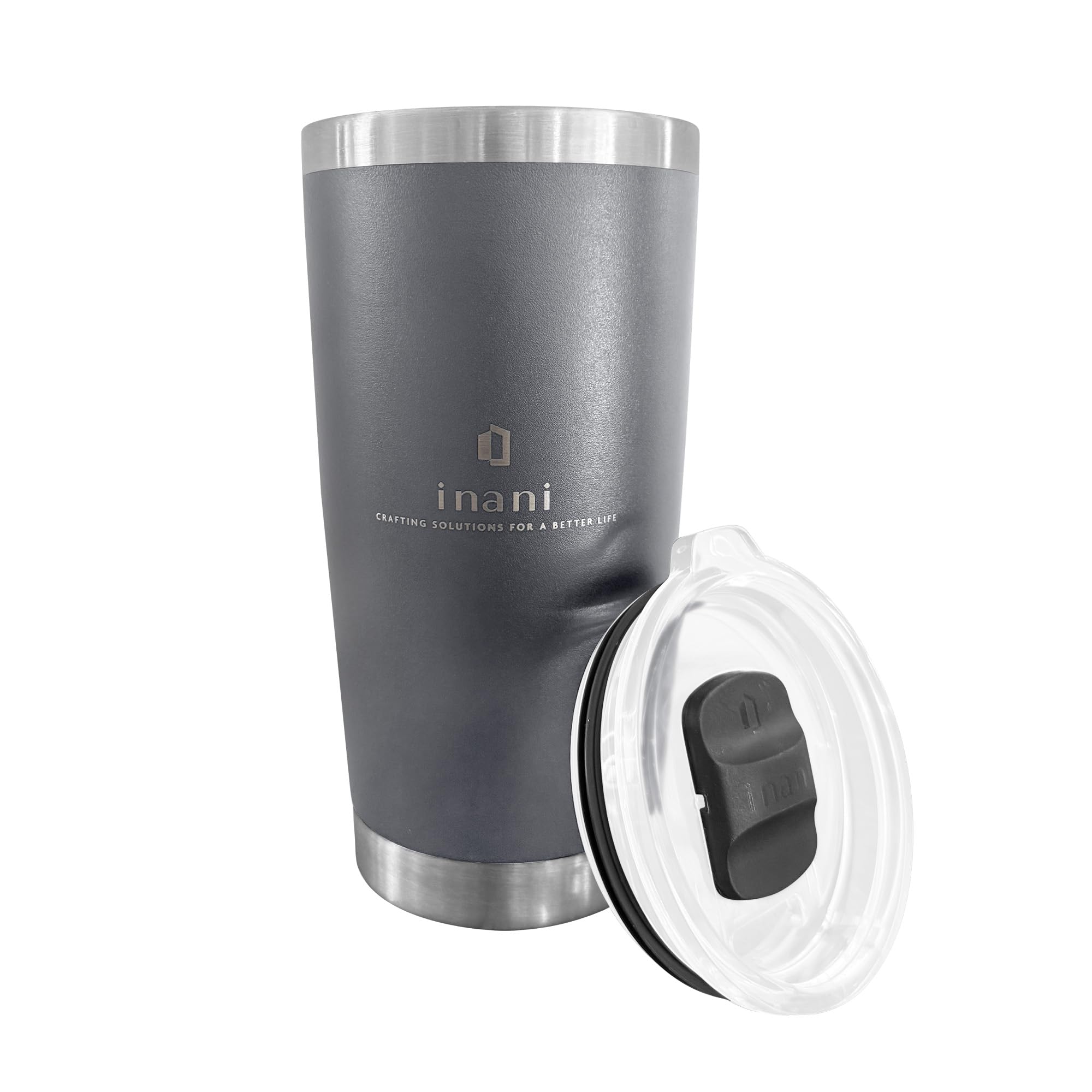 inani 20oz Stainless Steel Tumbler, Insulated Travel Coffee Cup, Leak-Resistant, Spill-Proof Lid, Dishwasher Safe, BPA-Free, Double-Wall Insulated Premium Travel Mug For Hot Or Iced Coffee, Gray