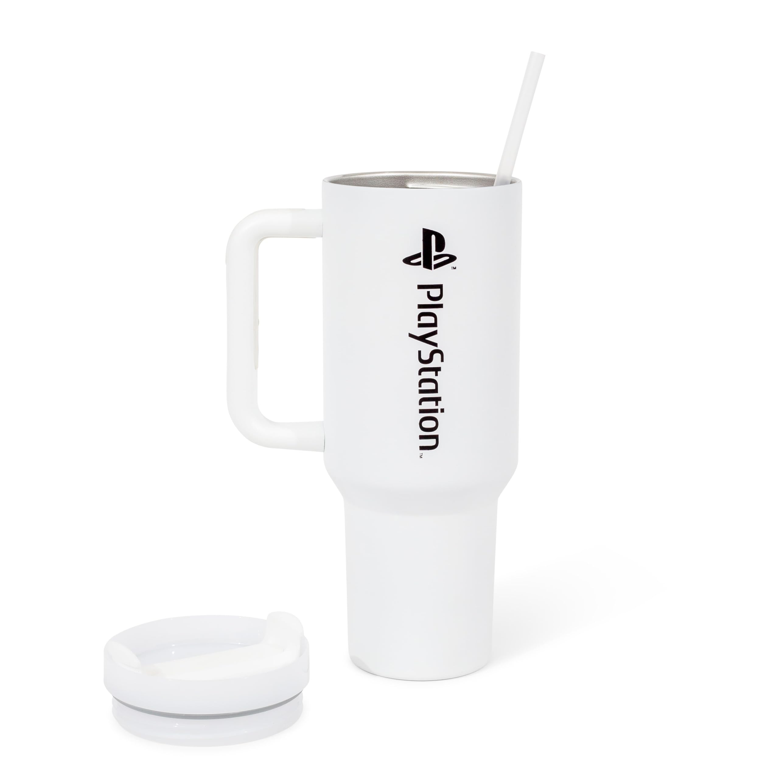 Pyramid America PlayStation Controller Icons Metal Travel Tumbler With Leak-Resistant Lid and Reusable Straw | Holds 40 Ounces
