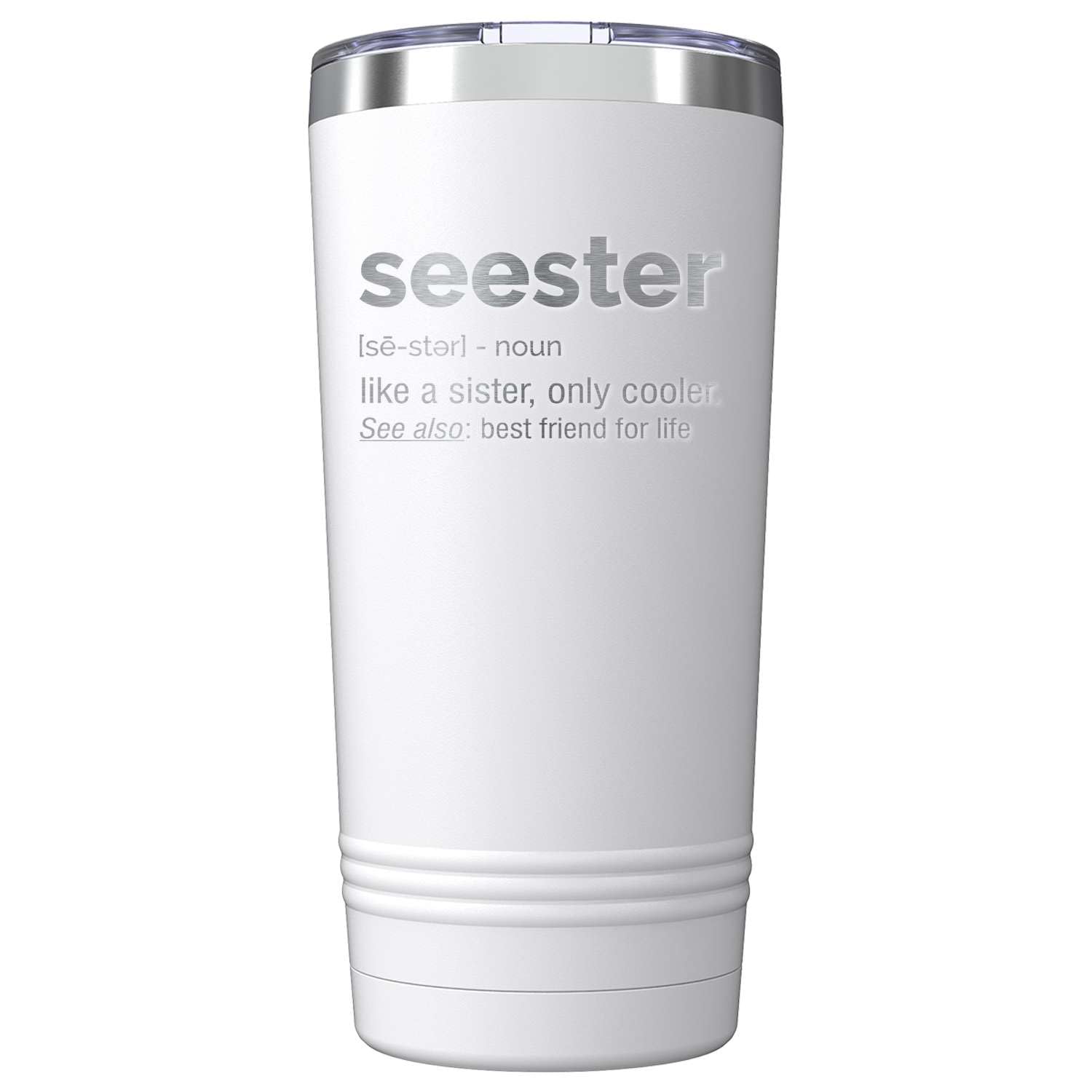 shop4ever Seester Definition Insulated Tumbler 20 oz. with Lid, Stainless Steel Cups Travel Coffee Mug Funny Gift for Sister Best Friend (White)