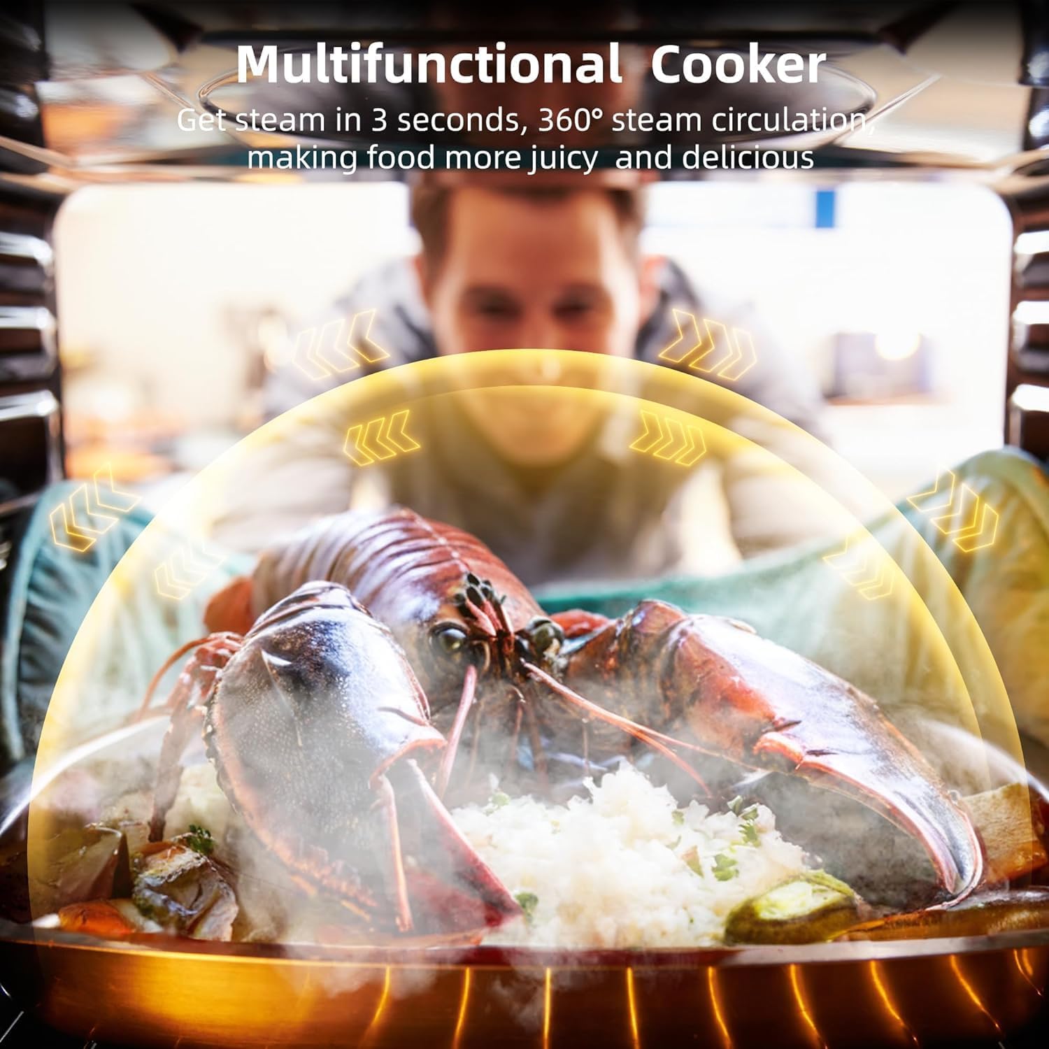 Single Wall Oven 24" Built-In Electric Ovens with 108 Smart Menus & 8 Cooking Modes, 2.5 Cu.Ft Convection Wall Oven, Led Touch Control, Air Fry Function, Stainless Steel, ETL Certified