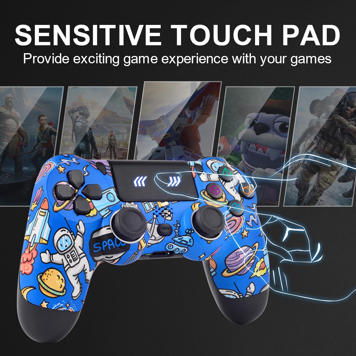 MINSWC PS4 Controller Wireless Compatible with PS4 Controller/Slim/Pro,Blue