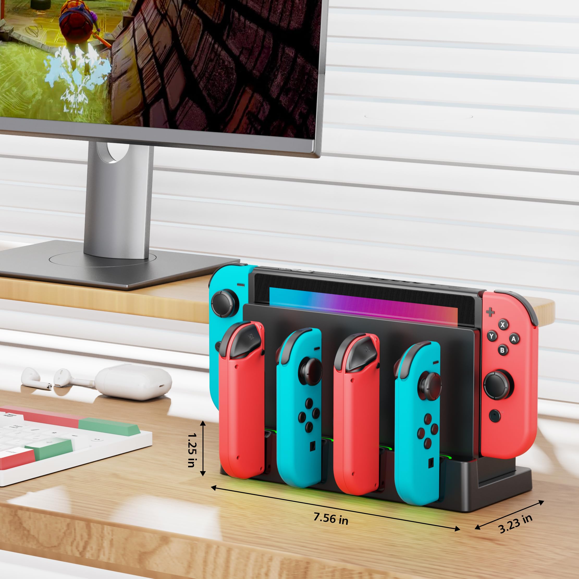 Switch Charging Dock Station with Charging Cable for Nintendo & Switch OLED Game Console, Joycon Charging Dock for Nintendo Switch, Must Have Switch Controller Joycon Charger Accessories for Gamer